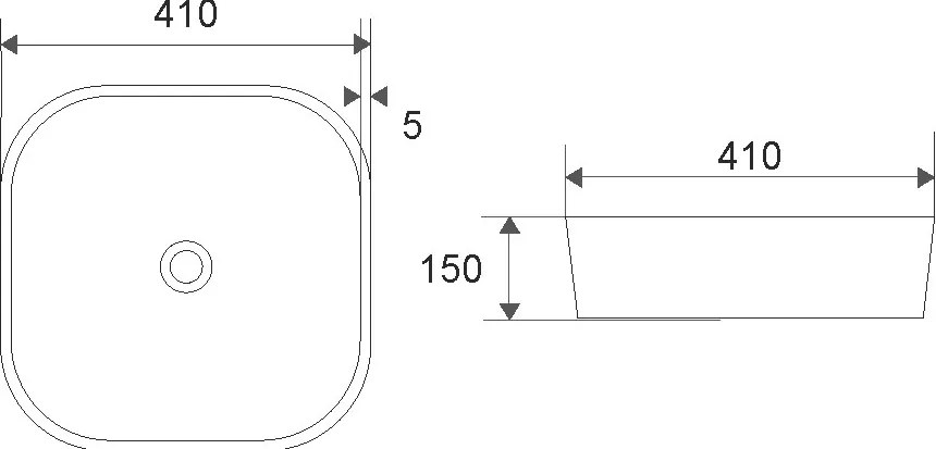Mereo Mereo, Umyvadlo na desku bez přepadu, 410x410x150 mm, čtvercové, keramické - pro zaslání balíkem, UC414115SP