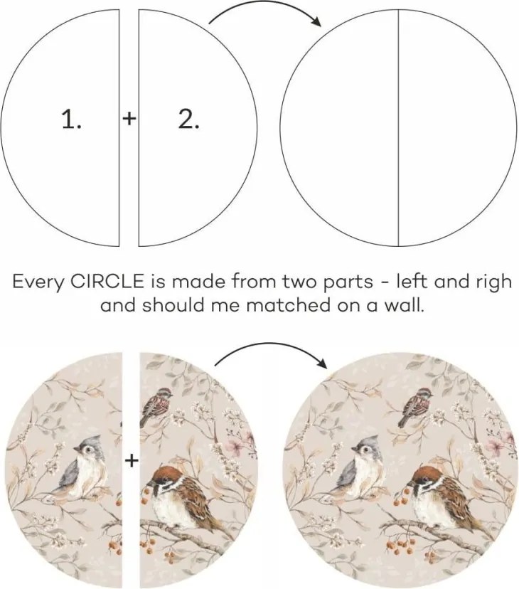 Samolepka do dětského pokoje Ptáci v kruhu L