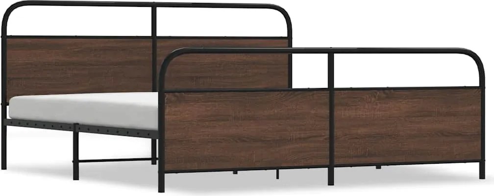 Kovový rám postele bez matrace hnědý dub 200 x 200 cm 3318668