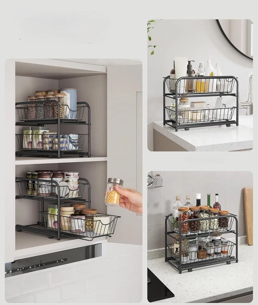 Sada 2 ks kuchyňských organizérů Goody 35 cm černá