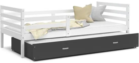 DOBRESNY Dětská postel s přistýlkou JACEK P2 200x90 cm BÍLÁ-ŠEDÁ