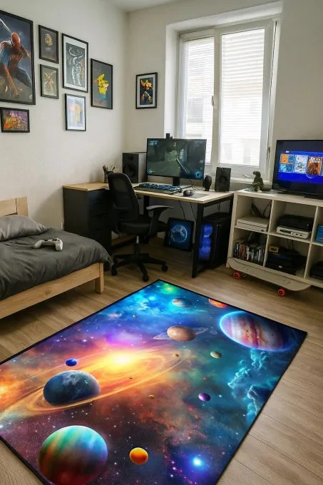 Protiskluzový herní koberec Galaxie