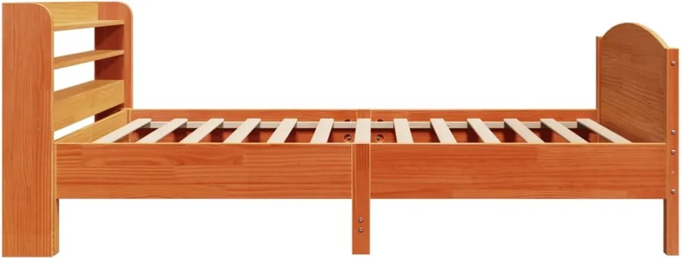 Postel bez matrace voskově hnědá 100 x 200 cm masivní borovice 3306983