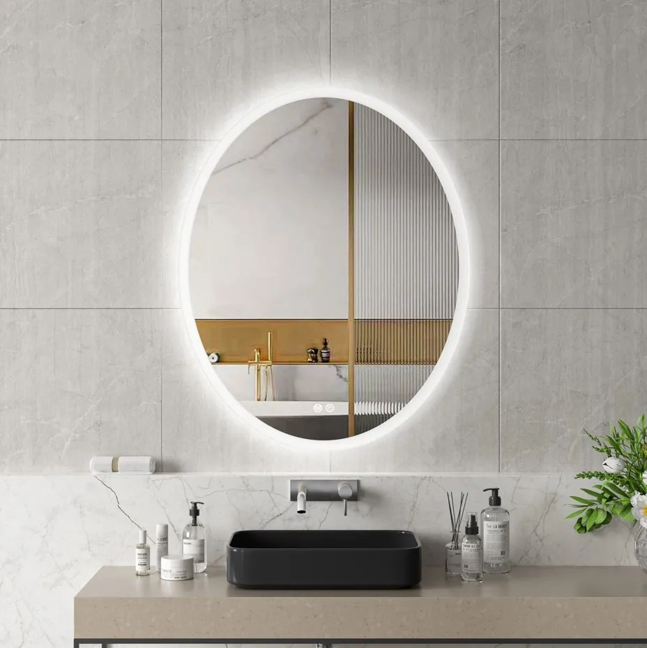 Erga Paola, oválné LED zrcadlo 80x100cm, 2645 lm, 3 barvy světla, přední a zadní osvětlení, ERG-V01-302-1080-00