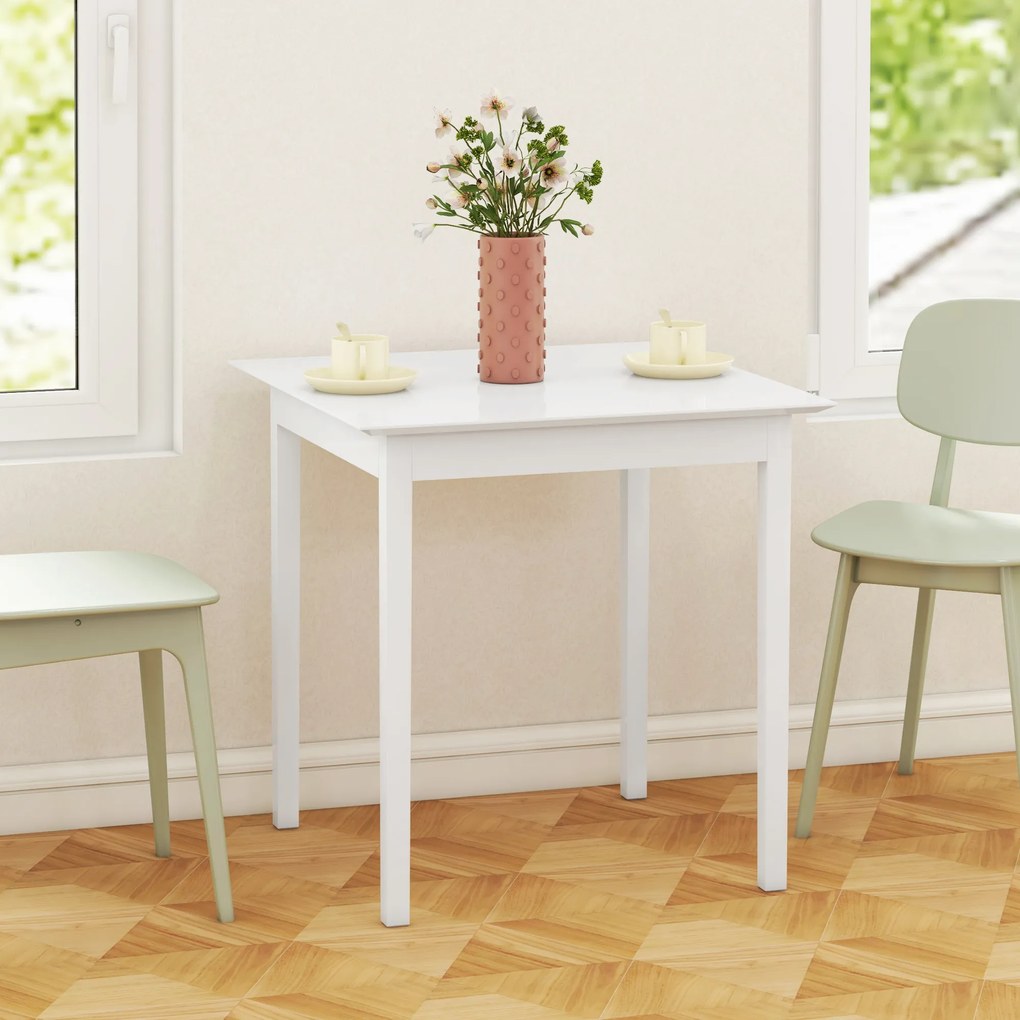 HOMCOM jídelní stůl kuchyňský stůl čtvercový pro 2 osoby ze dřeva, 75 x 75 x 76 cm, ideální do kuchyně a jídelny, bílý | Aosom.de