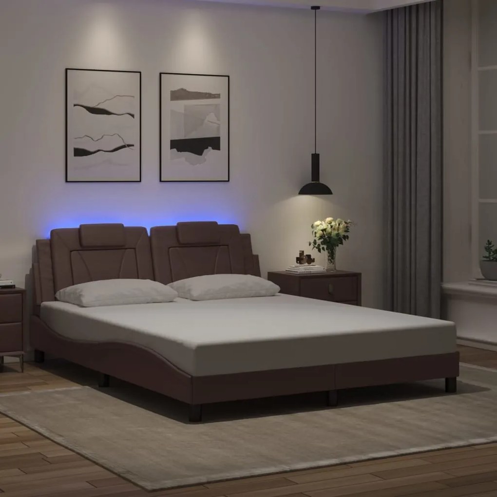 Rám postele Viana s LED bez matrace hnědý 160 x 200 cm 3214031