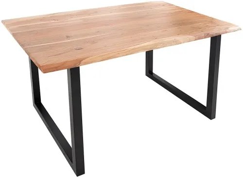 Moebel Living Jídelní stůl METAL 140 cm, akácie/černá 26 mm