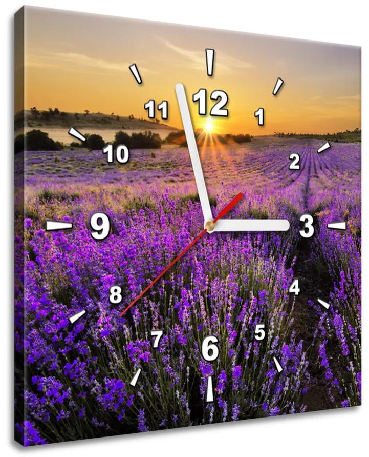 Gario Obraz s hodinami Levandulové pole Rozměry: 60 x 40 cm