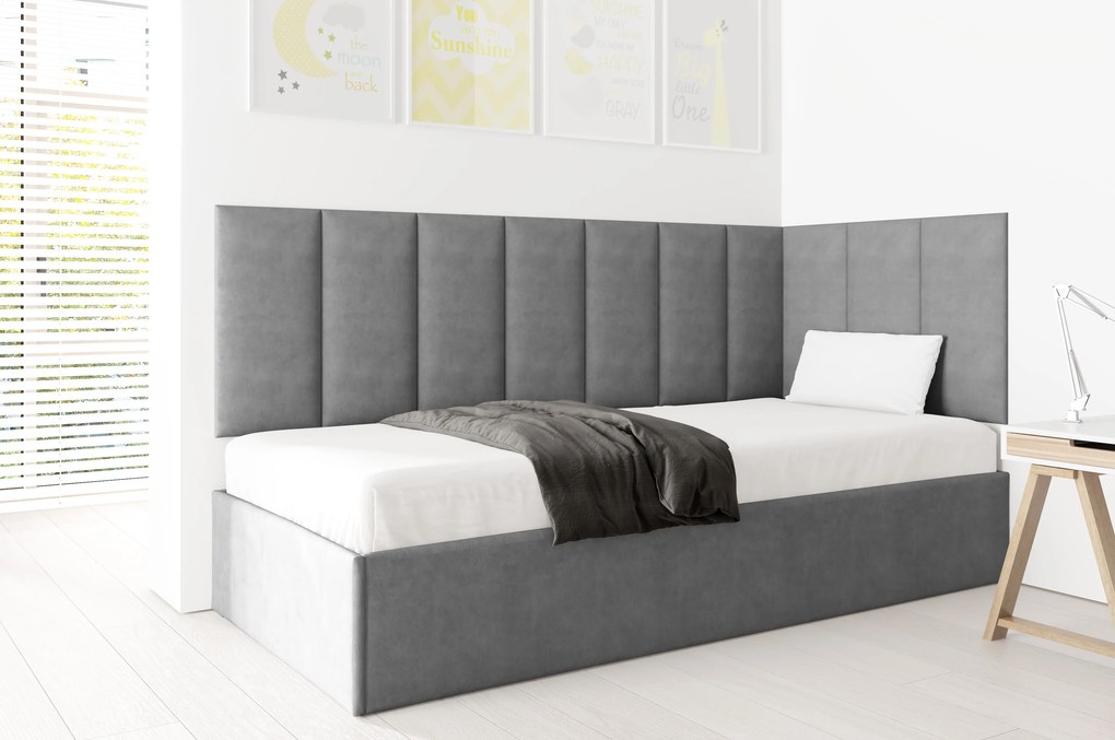 Eka Čalouněná postel Lucy s čalouněnými panely ZDARMA - 90x200 cm Barva látky Trinity: Světle hnědá (Trinity 2306)