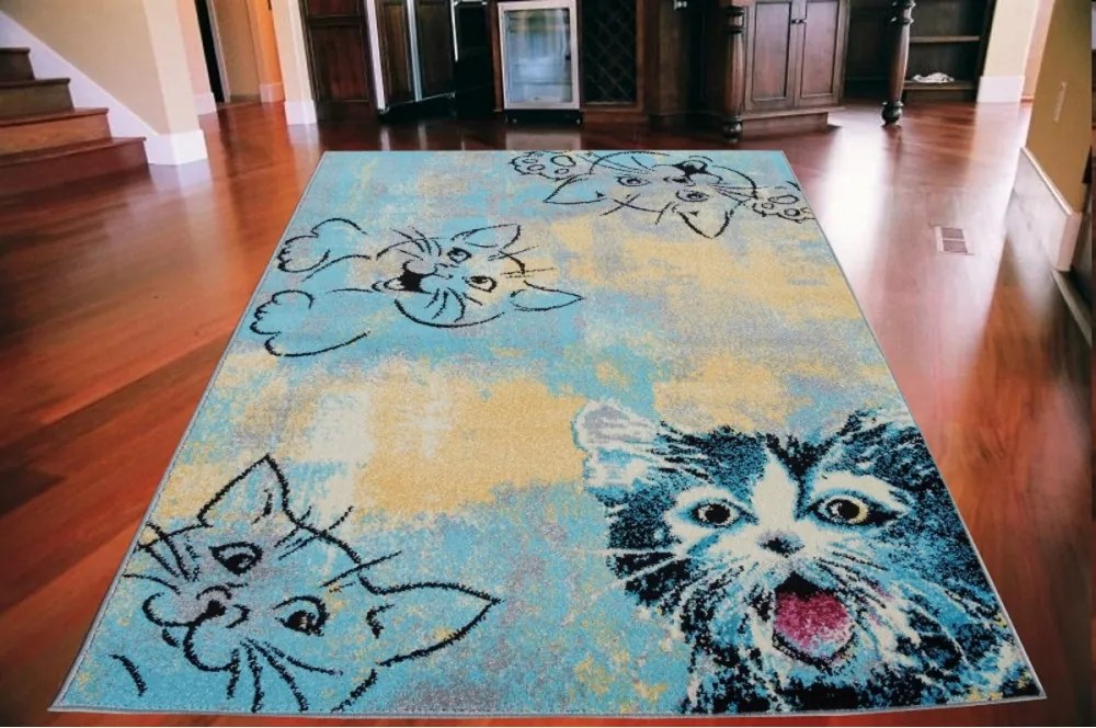 Dětský koberec Koťátka TOP modrý, Velikosti 160x220cm