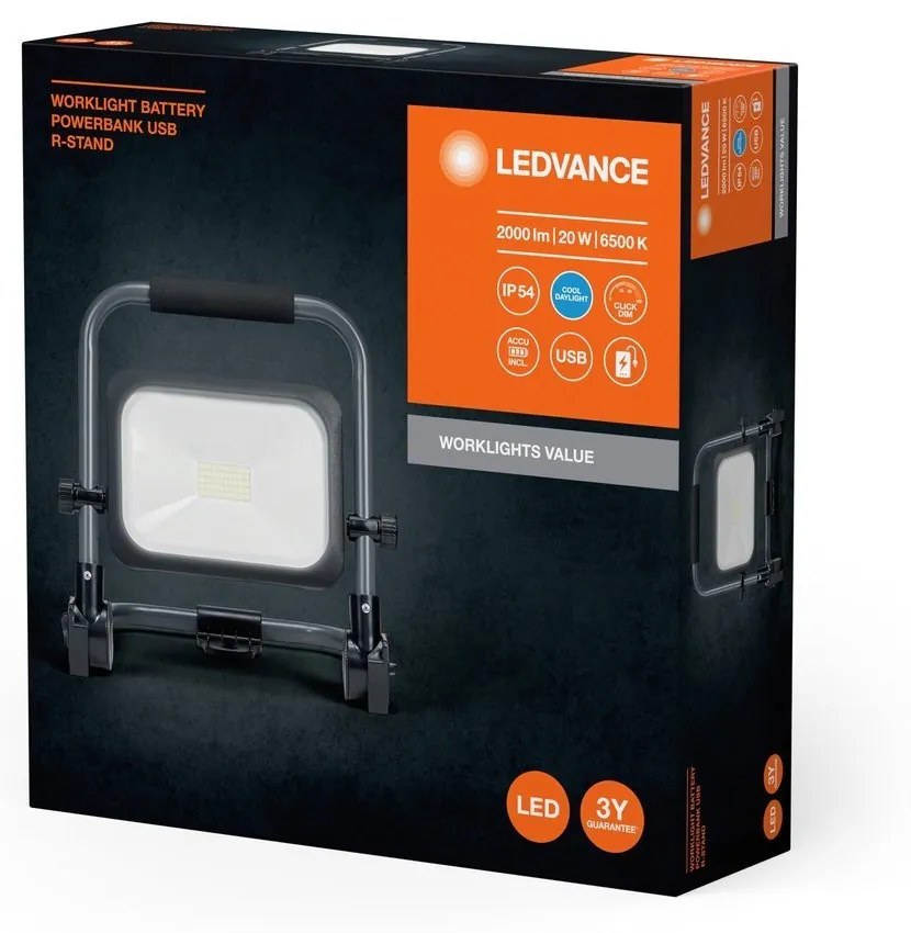 Pracovní LED světlo IP54 R-STAND 20 W, studená denní bílá