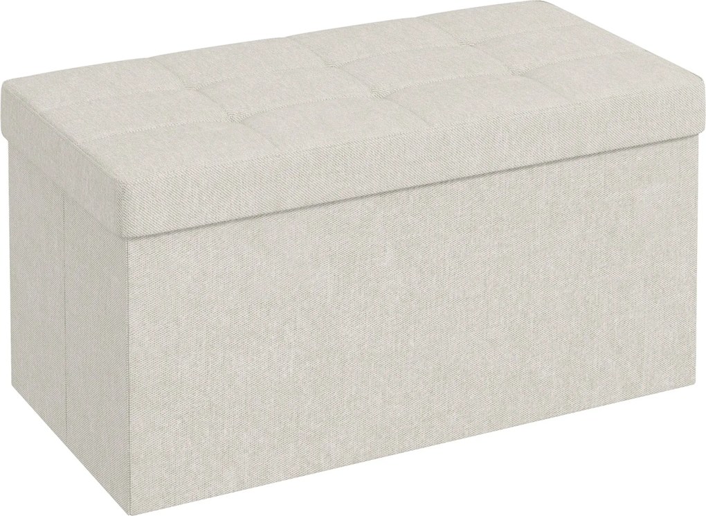 HOMCOM Úložná lavice, 76 x 38 x 38 cm, 84L, skládací, na konci postele, podnožka, s víkem, do předsíně a obývacího pokoje, s potahem z jemného lnu | A