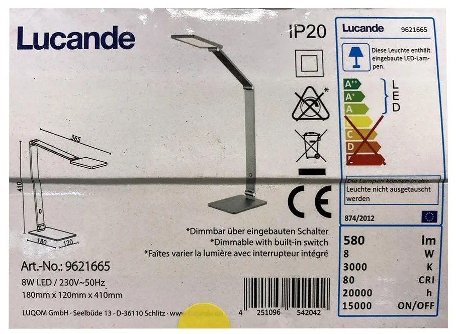 Lucande Lucande - LED Stmívatelná dotyková stolní lampa MION LED/8W/230V LW0390