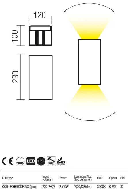 Redo Venkovní nástěnné svítidlo VARY v:230mm Barva: Hnědá, Chromatičnost: 3000K