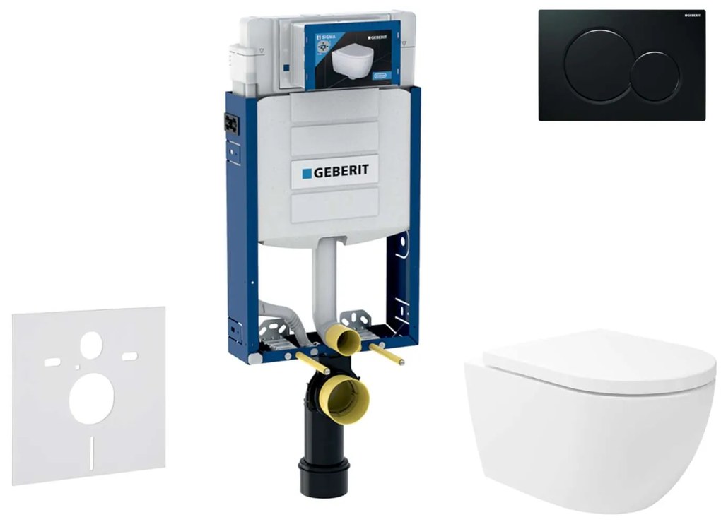 Geberit Kombifix - Set předstěnové instalace, klozetu Oudee Vortex a sedátka softclose, tlačítko Sigma01, černá SANI15CA5135
