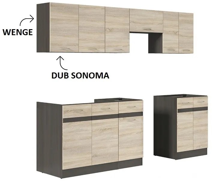 BRW Spodní dřezová kuchyňská skříňka Junona Line DK2D/80/82, wenge/dub sonoma