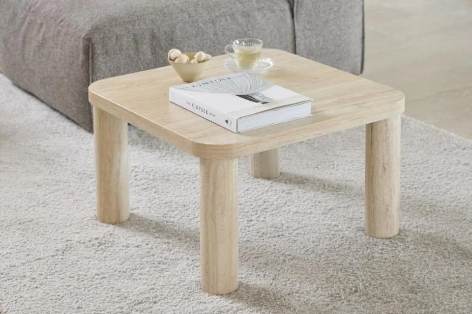 Konferenční stolek Solano 60 cm béžový travertin