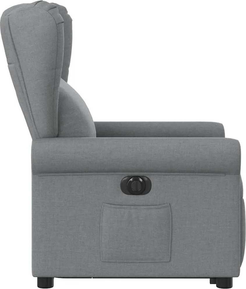 Elektrické zvedací polohovací křeslo světle šedé textil 3303394