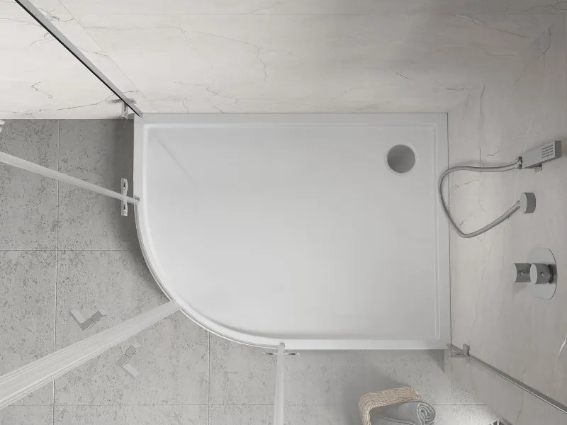 Mexen Flow+ sprchová vanička půlkruhová asymetrická pravá 100 x 90 cm, bílý lesk - 46Q109010RH