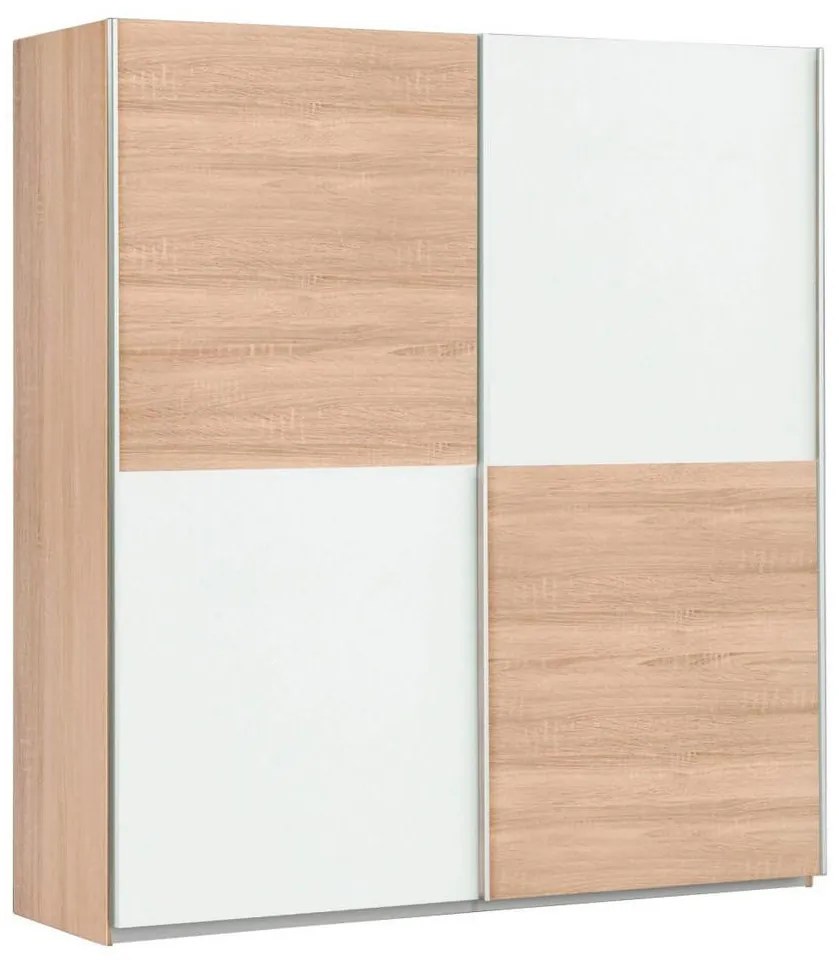 XXXLutz SKŘÍŇ S POS. DVEŘMI.(HOR.VED.), bílá, Sonoma dub, 170/191/61 cm Carryhome - Skříně s posuvnými dveřmi