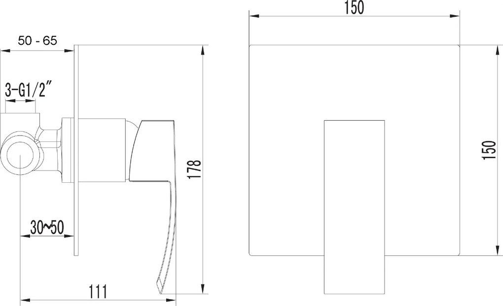 Sapho Sapho, GINKO podomítková sprchová baterie, 1 výstup, chrom, 1101-41
