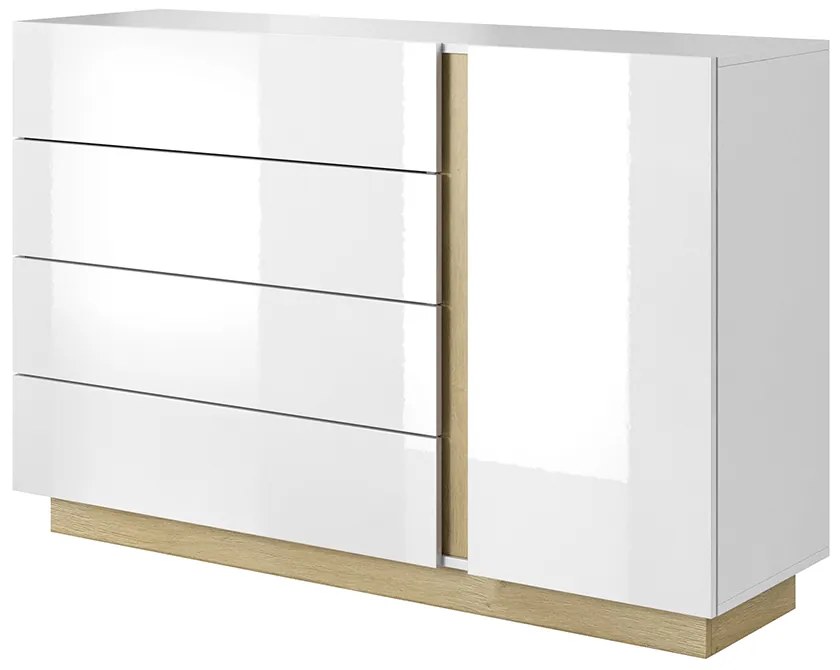 Komoda Cethos D4S (bílá + dub grandson)