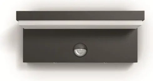 PH 16484/93/P0 LED Venkovní nástěnné svítidlo Philips Bustan s pohybovým čidlem 16484/93/P0 antracitové 2700K - PHILIPS (915005378401)