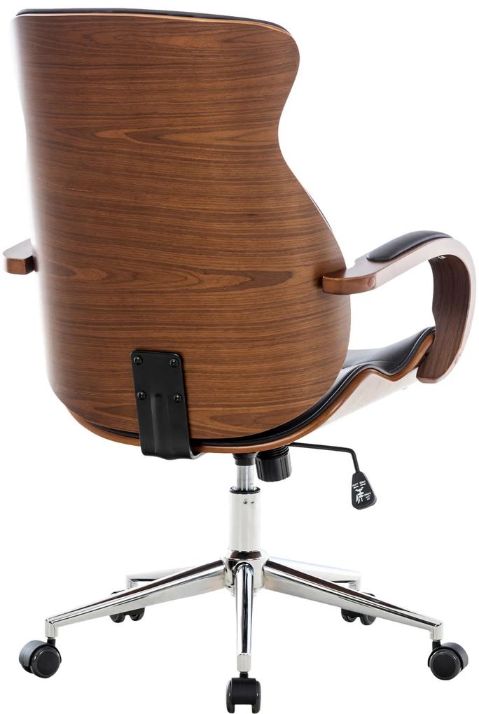Kancelářská židle Royston - ohýbané dřevo a umělá kůže | ořech a hnědá - kancelářské křeslo