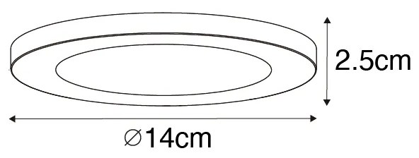 Sada 6 zapuštěných nebo povrchových bodových světel bílá 14 cm vč. LED 3-stupňové stmívání do tepla s přepínačem Dip - Trans
