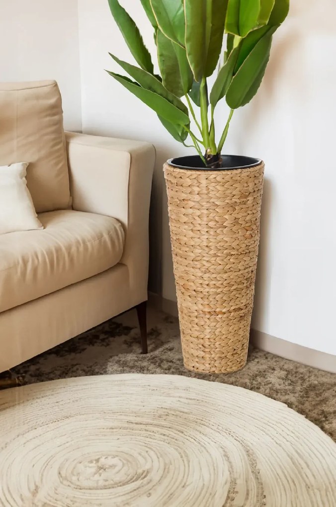 Květináč CLASSIC ROUND, vodní hyacint, výška 60 cm, natur