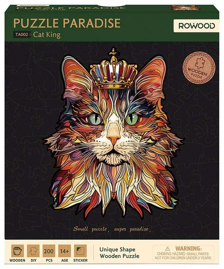 RoboTime Dřevěné puzzle Kočičí král