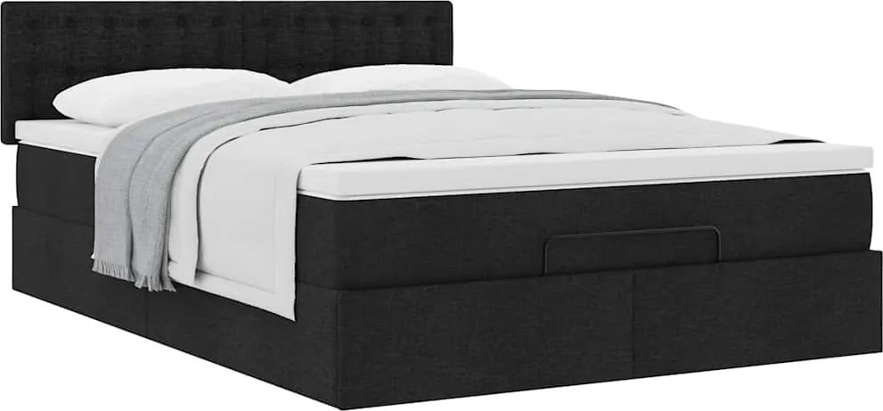 Osmanský postel s matrací černá 140x190 cm textil 3311624