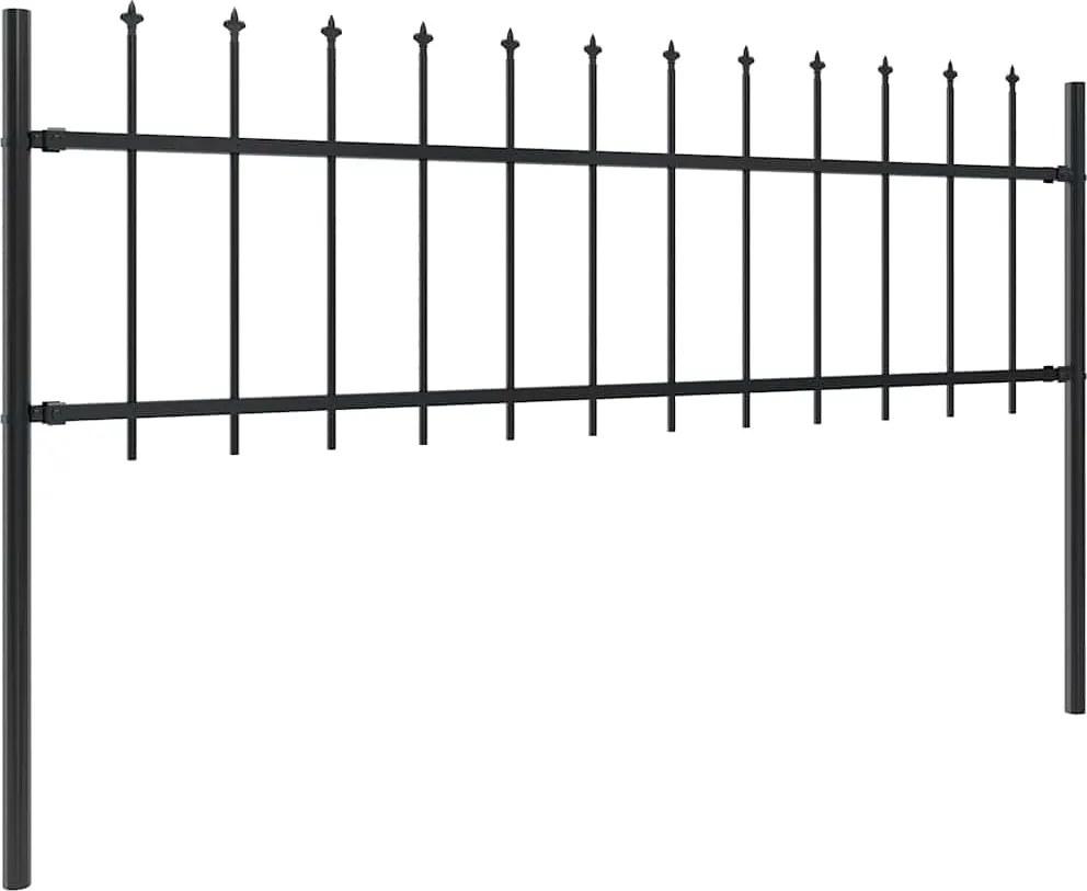 Zahradní plot s kopím nahoře ocelový 337 x 60 cm černý 277594