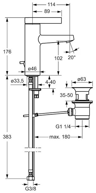 Hansa Umyvadlová stojánková páková baterie HANSALOFT s výpusti 57542203