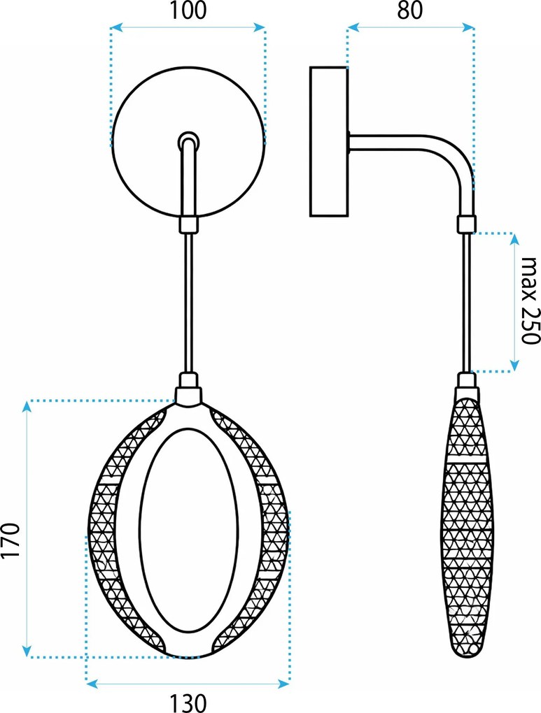 Toolight Toolight, LED nástěnné svítidlo G175-W, zlatá lesklá, OSW-07819