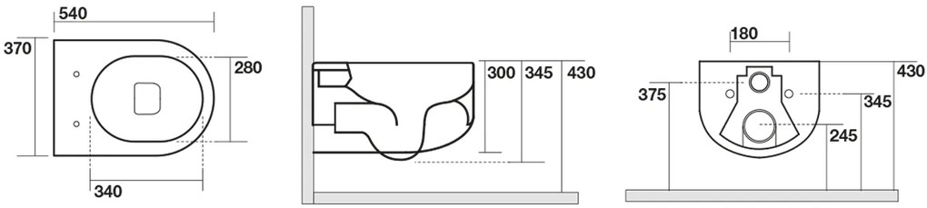 Kerasan, FLO závěsná WC mísa, Rimless, 37x54 cm, bílá, 311101