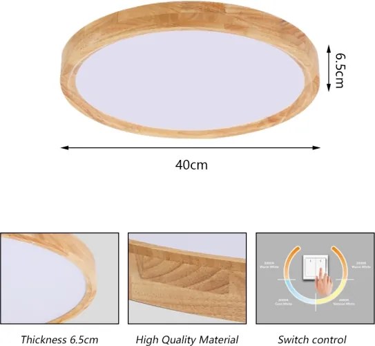 Brilagi - LED Stropní svítidlo WOODROUND LED/30W/230V 3000/4000/6000K pr. 40 cm