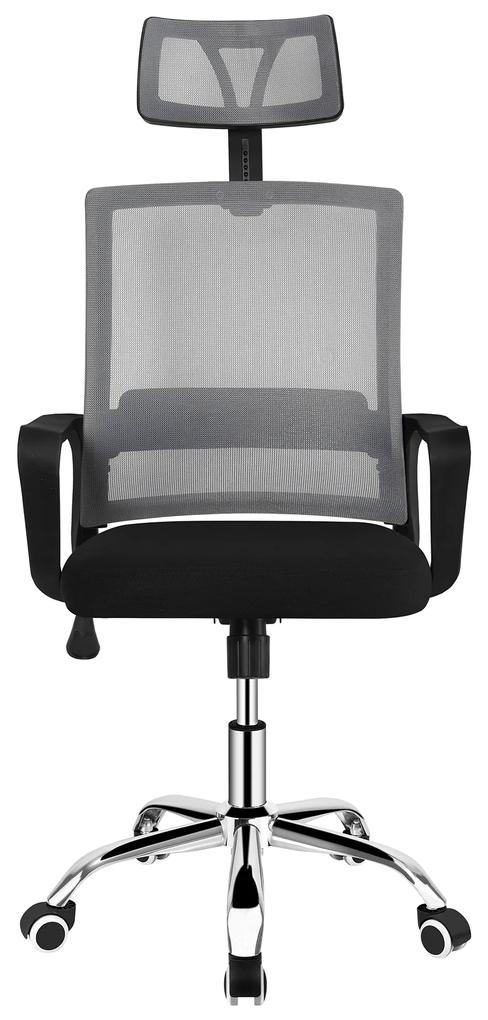 Kancelářská židle DIKAN síťovina světle šedá a černá, plast černý, kov chrom