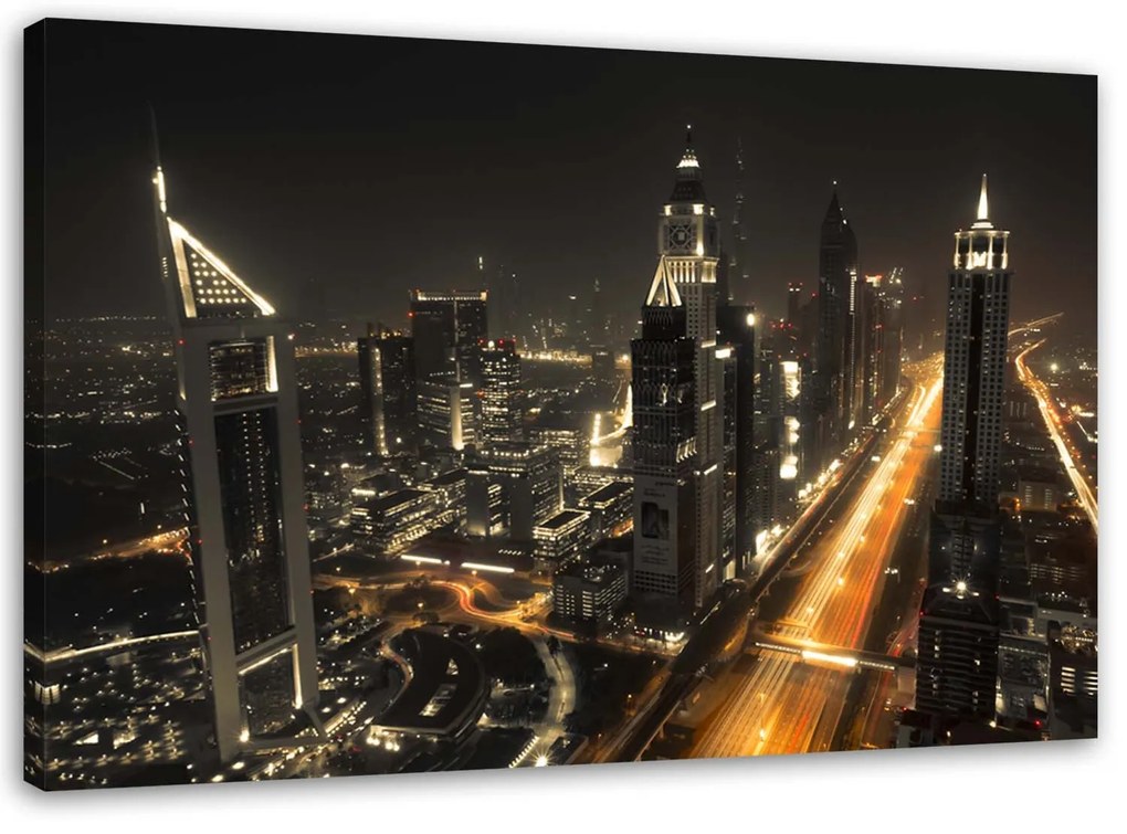 Gario Obraz na plátně Panorama Dubaje v noci Rozměry: 60 x 40 cm