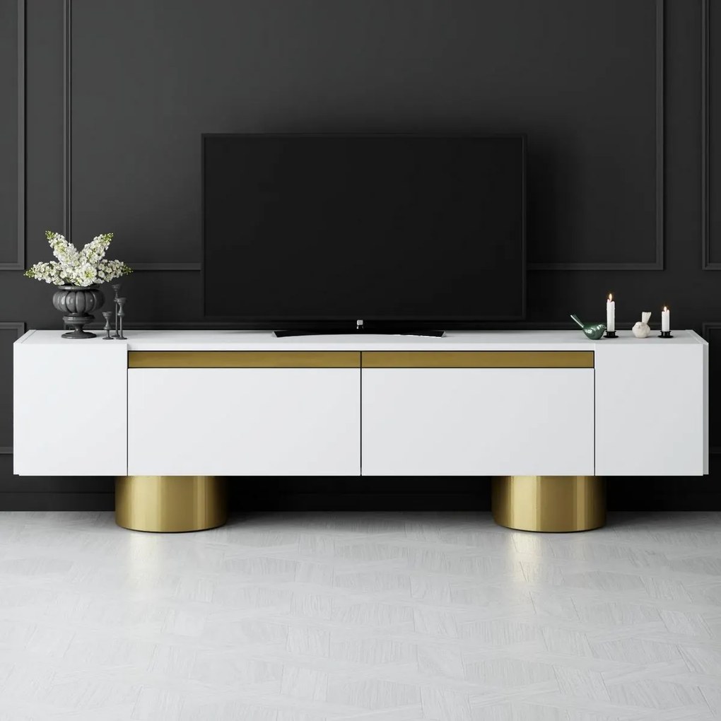 Televizní stolek Bohem White and Gold