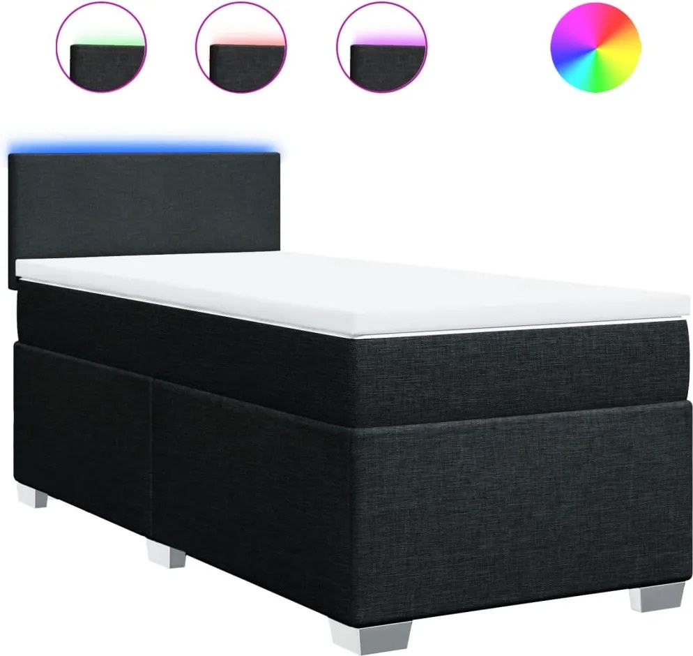 Box spring postel s matrací černá 80 x 200 cm textil 3288010