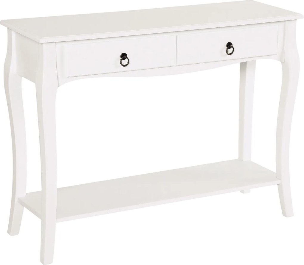 HOMCOM Konferenční Stolek s Úložným Prostorem do Obývacího Pokoj a Předsíně s Šuplíky a Policí Elegantní Design 100x33x75cm Bílý Lesklý Dřevěný | Aoso