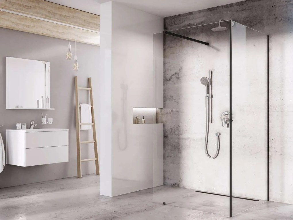 Ravak Walk-In - Sprchová stěna Walk-In Corner Set 120x80, dvoudílná, 80x200 cm, černá/čiré sklo GW1CG430SZ1