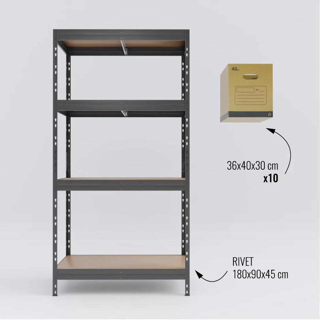 Régal RIVET PACK 180x90x45cm s 10 kartonových krabic