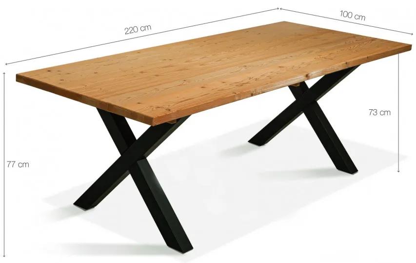 Stůl z masivu 220x100 cm ATLANTA vintage