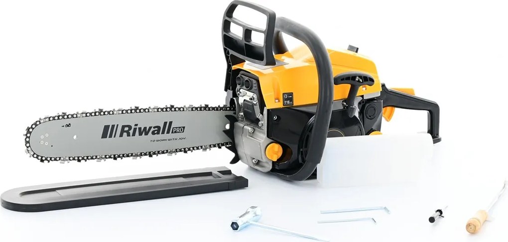Riwall PRO RPCS 5140 SET řetězová pila s benzinovým motorem 49 ccm + náhradní řetěz + rukavice + ochranné brýle