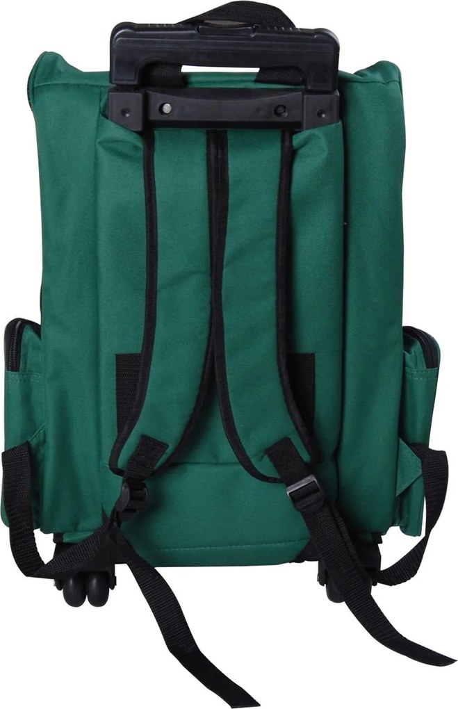 PawHut 2v1 nosič pro domácí mazlíčky - batoh nebo vozík na cestování pro psy a kočky s 2 koly, sklopná hliníková rukojeť a kapsy 42x25x55 cm Zelená