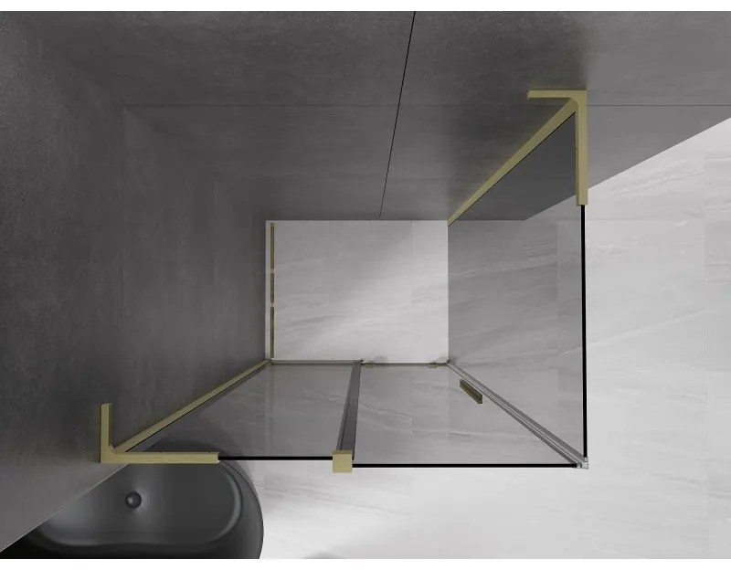 Mexen Velar L, sprchový kout s posuvnými dveřmi 90 x 120 cm, 8mm šedé sklo, zlatá matná, 871-090-120-43-55