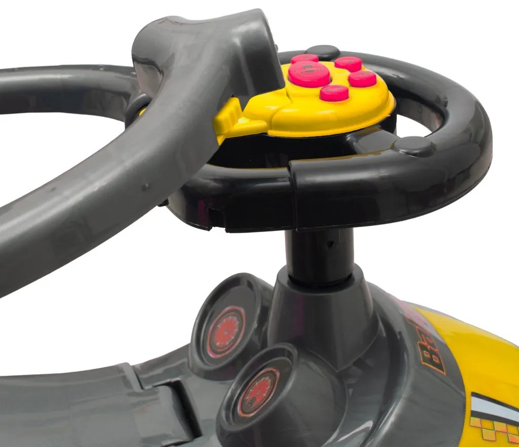 Dětské odrážedlo s vodící tyčí 3v1 Baby Mix Mega Car žluté