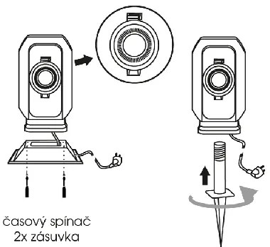 Venkovní zásuvkový sloupek Ecolite UFON 24 XHWS-F06 2x zásuvka + časovač/spínací hodiny 24h IP44